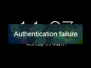 Authentication Failure visas i displayen